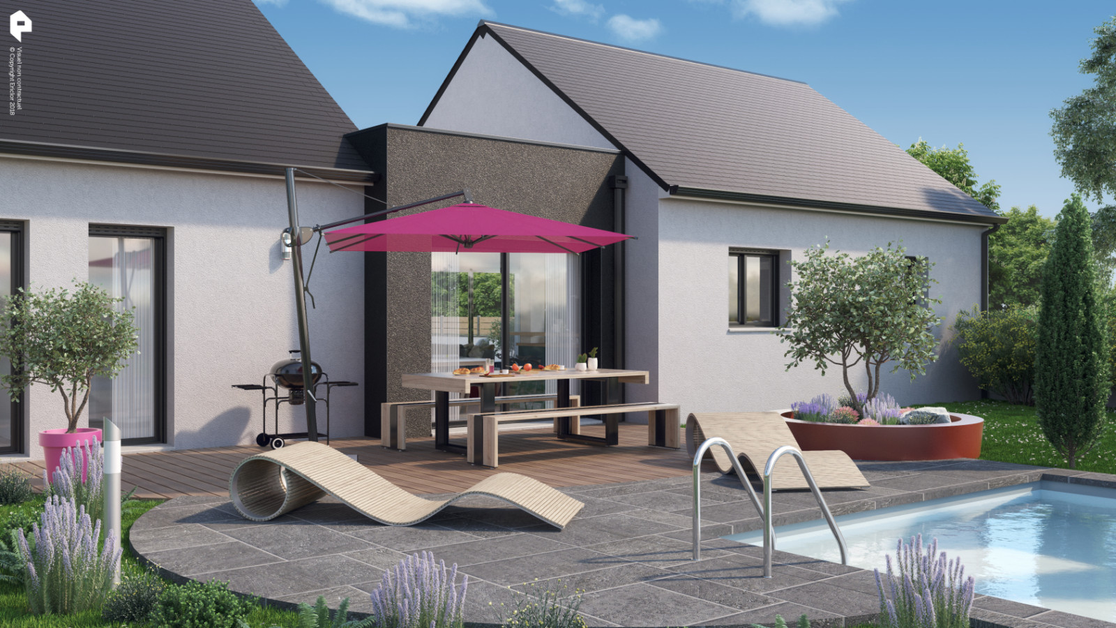 Modèle BOREALE : Maison de plain-pied 4 chambres avec un garage ...