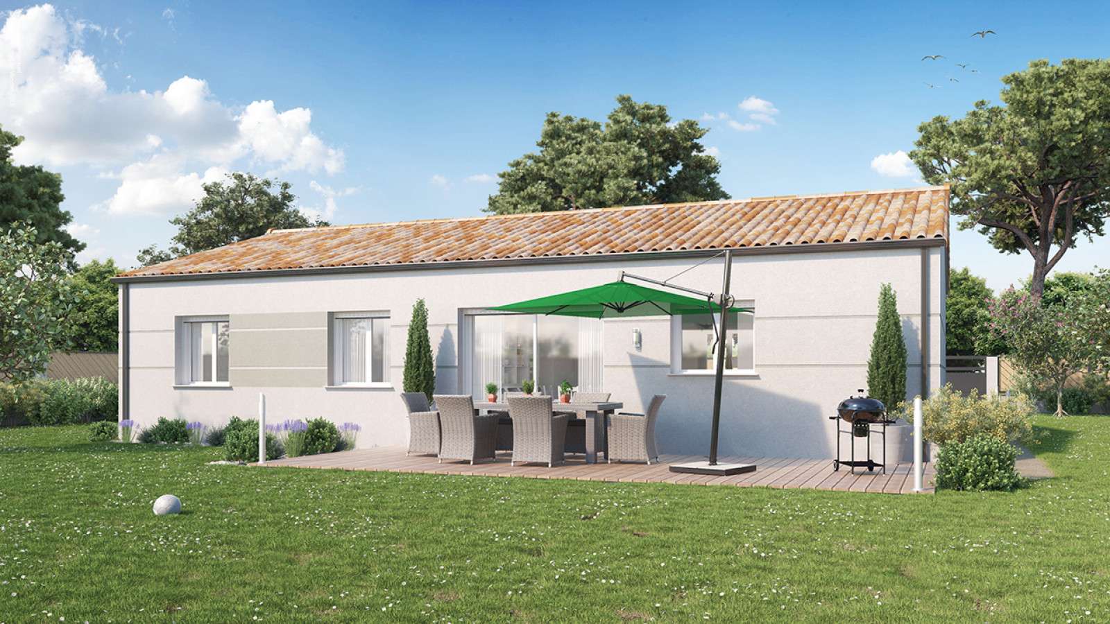 Modèle LANDERONDE : Maison de plain-pied 4 chambres avec un garage ...