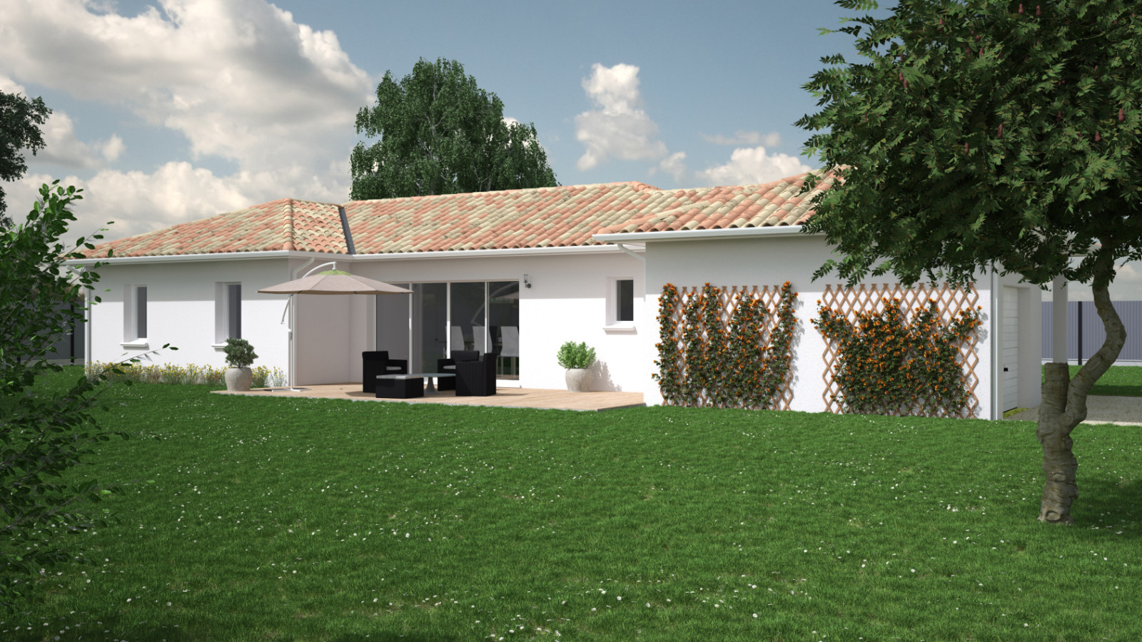 Modèle BEDENAC : Maison de plain-pied 3 chambres avec un garage ...