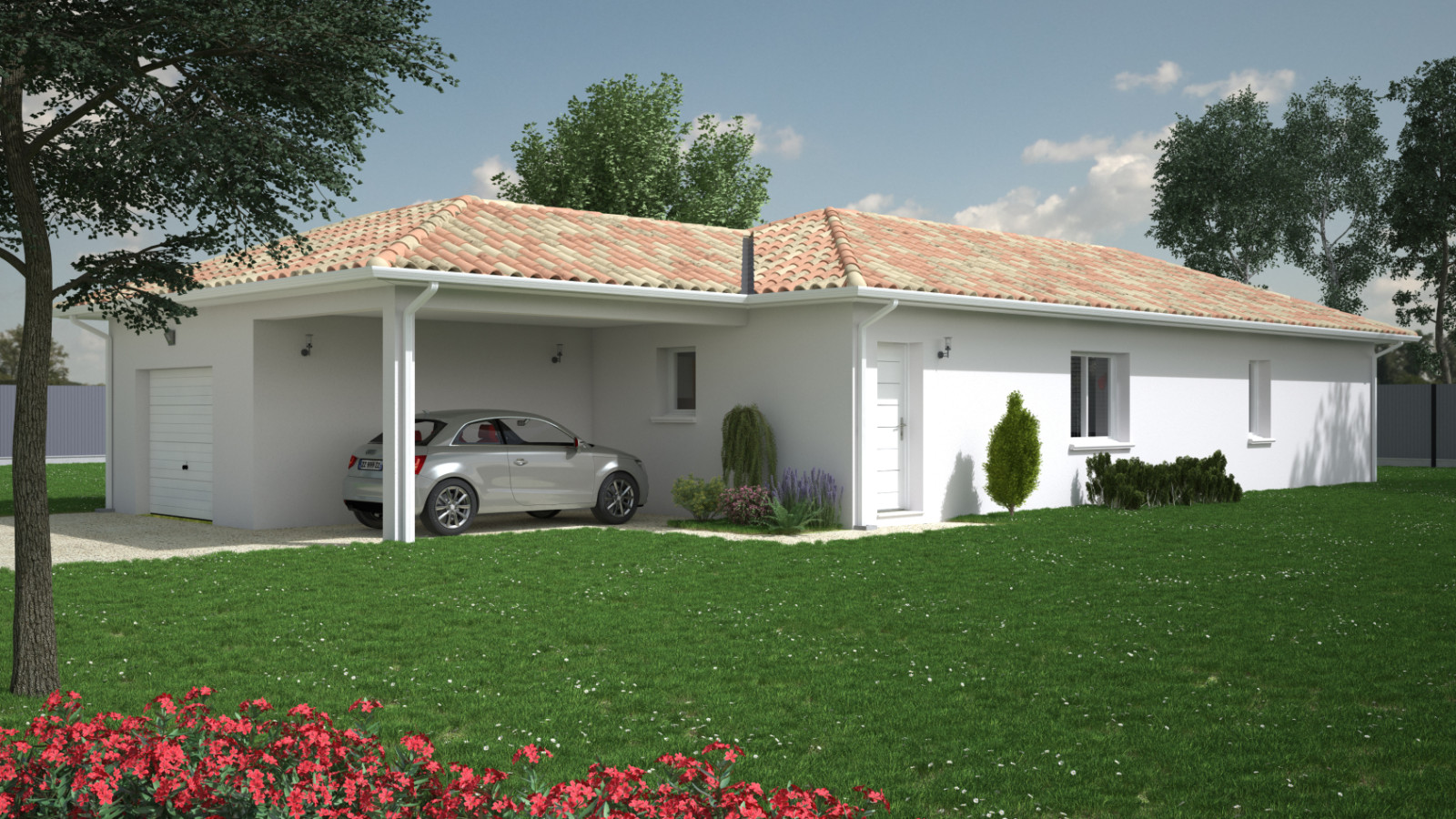 Modèle BEDENAC : Maison de plain-pied 3 chambres avec un garage ...