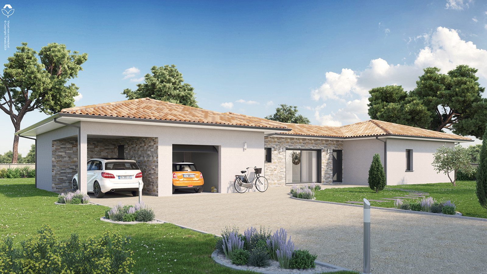 Modèle TOUVERAC : Maison de plain-pied 5 chambres avec un garage ...