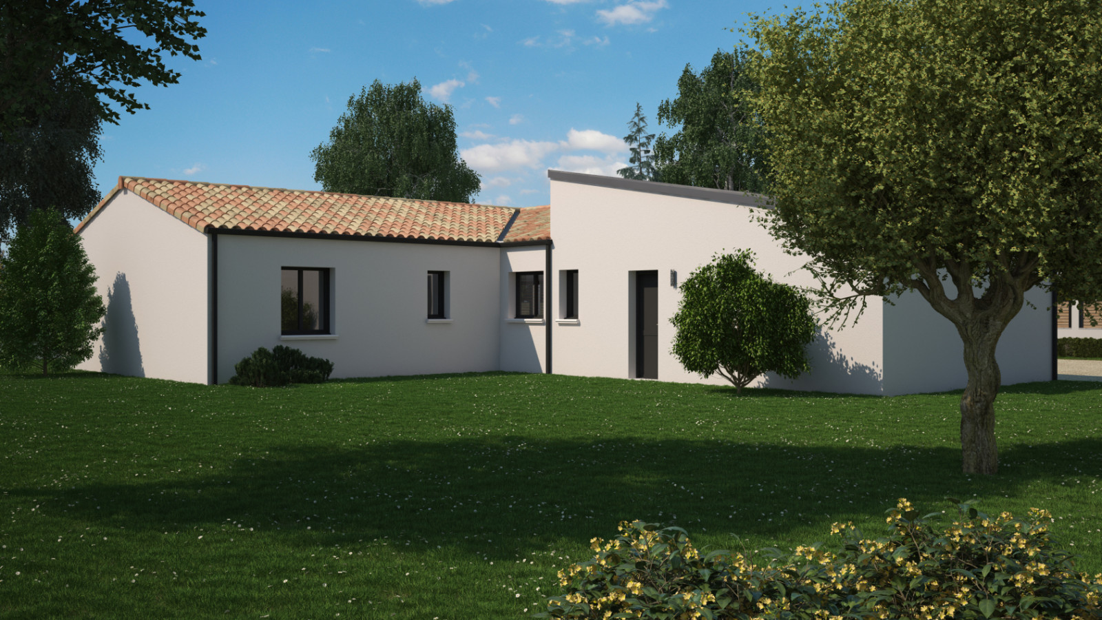 Modèle LA TRANCHE : Maison de plain-pied 3 chambres avec deux garages ...